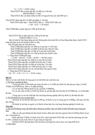 100 bài tập kế toán thuế có lời giải và đáp án | DOC