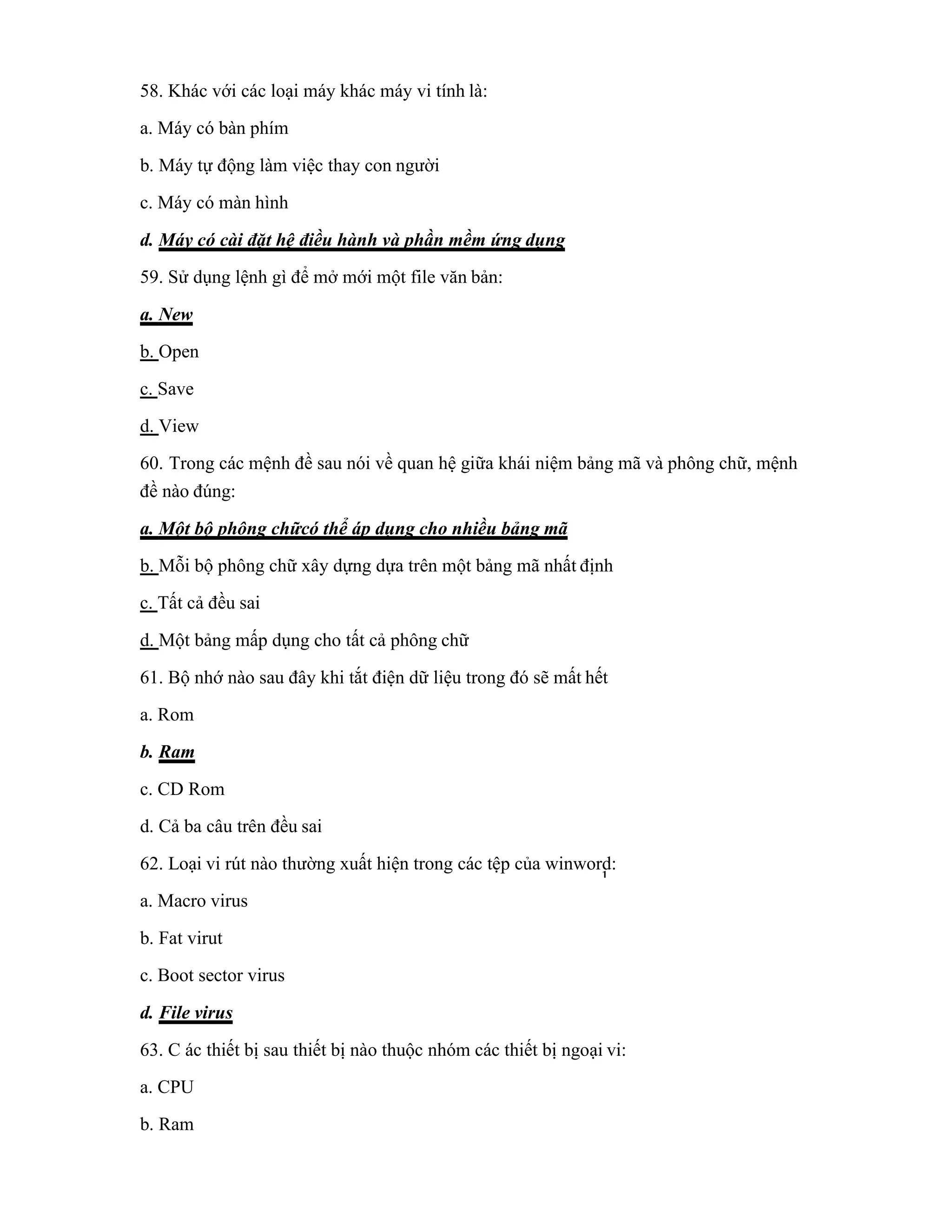 100 cau-hoi-trac-nghiem-tin-hoc-van-phong | PDF