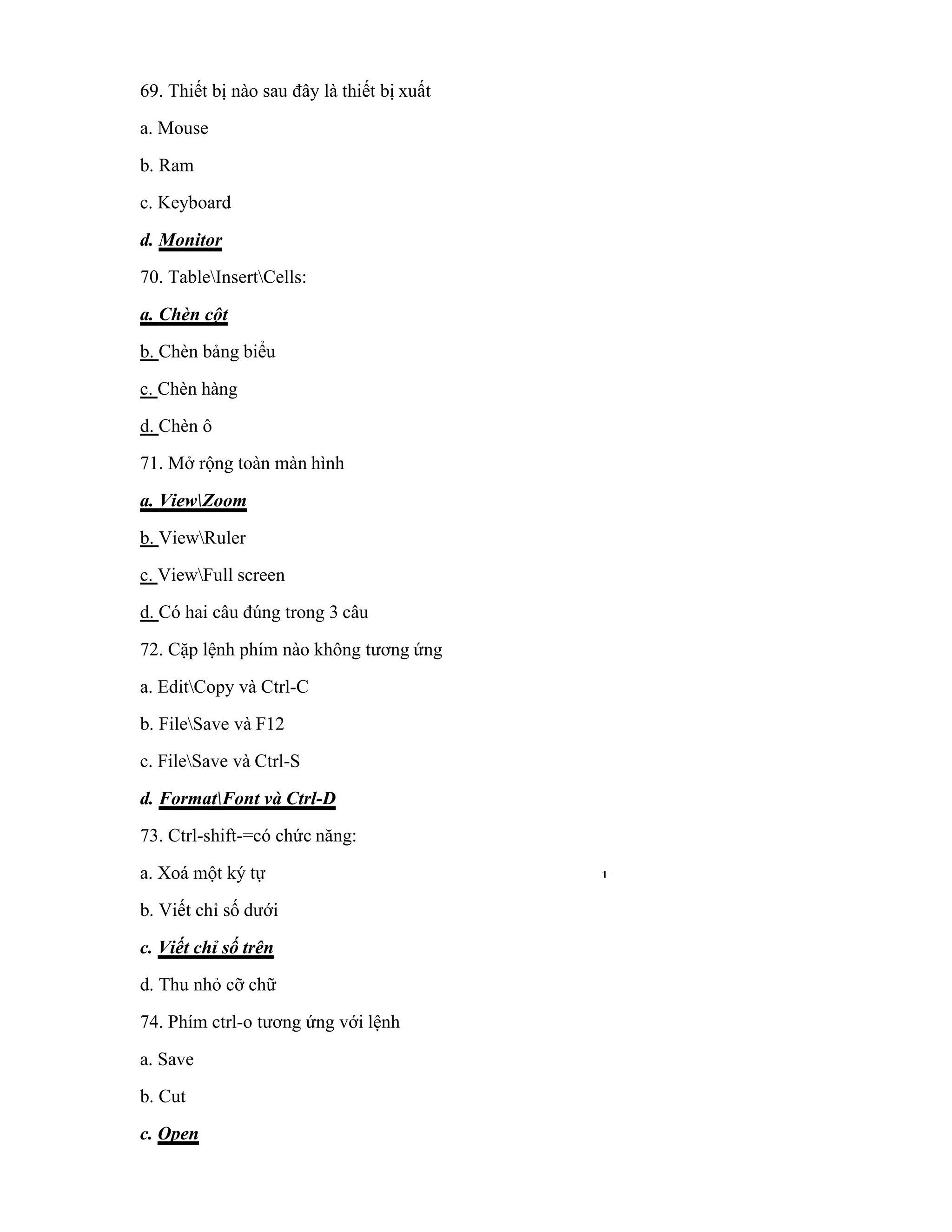 100 cau-hoi-trac-nghiem-tin-hoc-van-phong | PDF