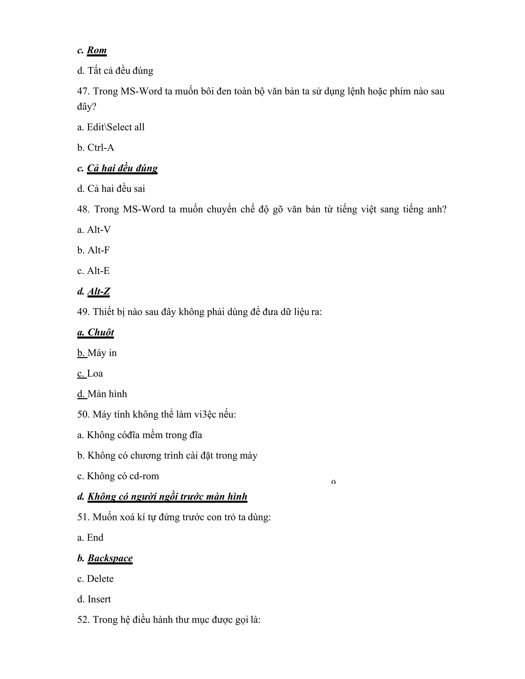 100 cau-hoi-trac-nghiem-tin-hoc-van-phong | PDF