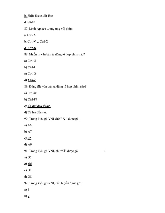 100 cau-hoi-trac-nghiem-tin-hoc-van-phong | PDF