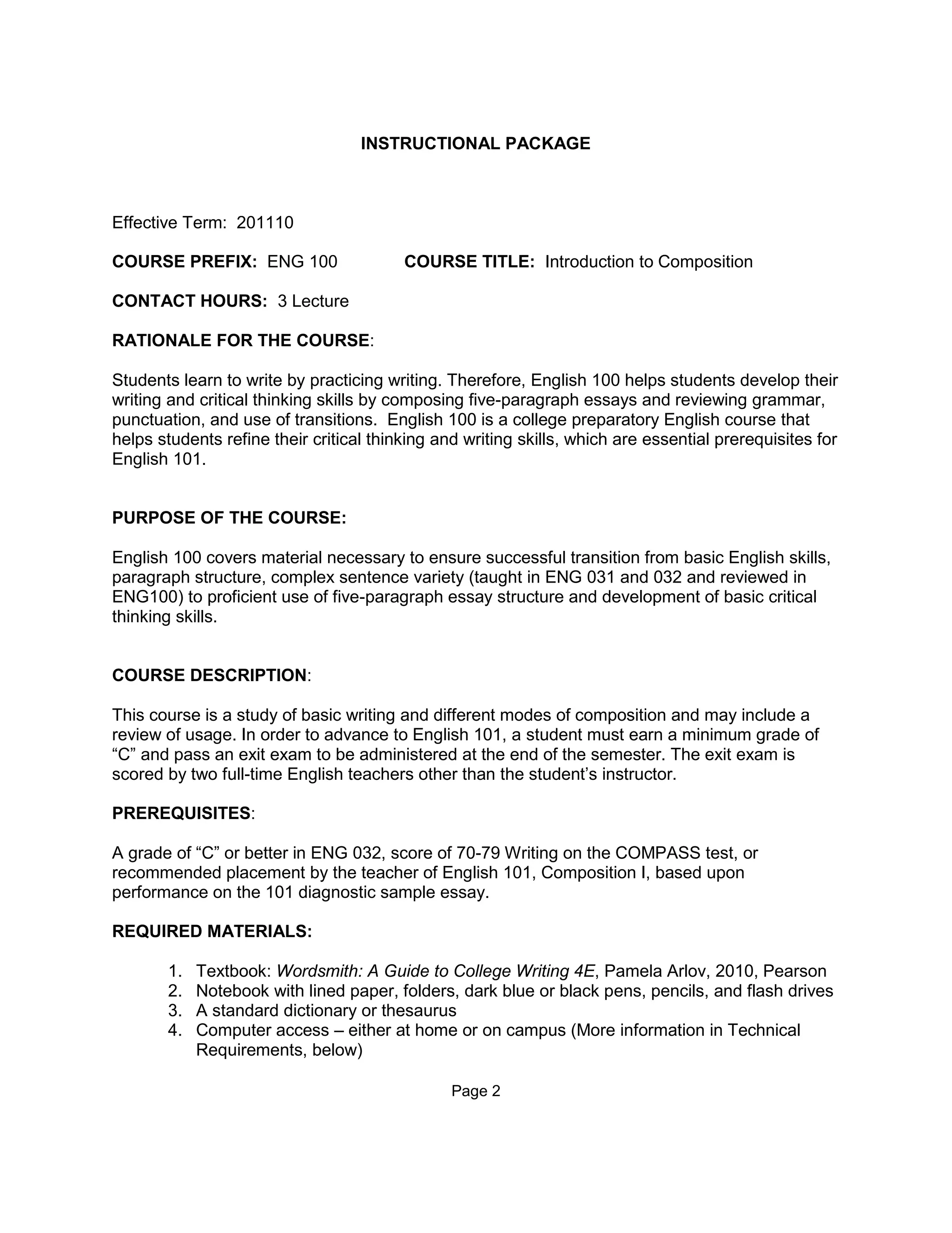 100 - Instructional Package (IP) | PDF