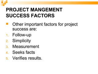 Critical Success Factors Project Management