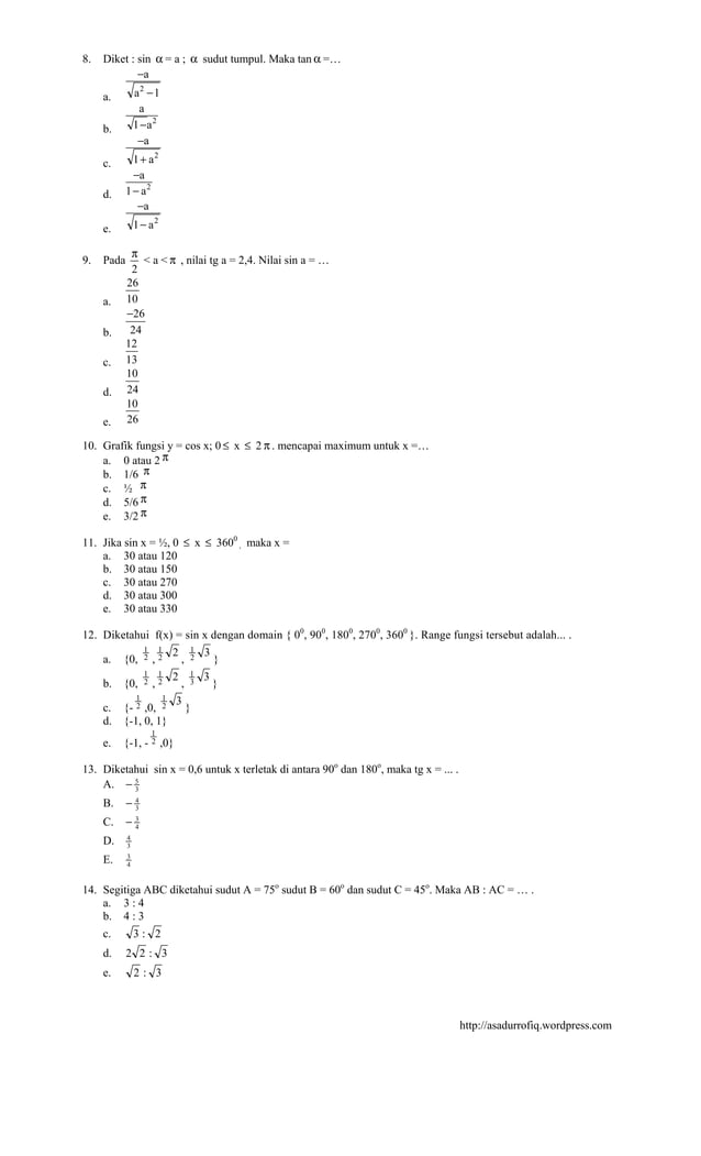 soal matematika SMA kls X smt 2 | PDF