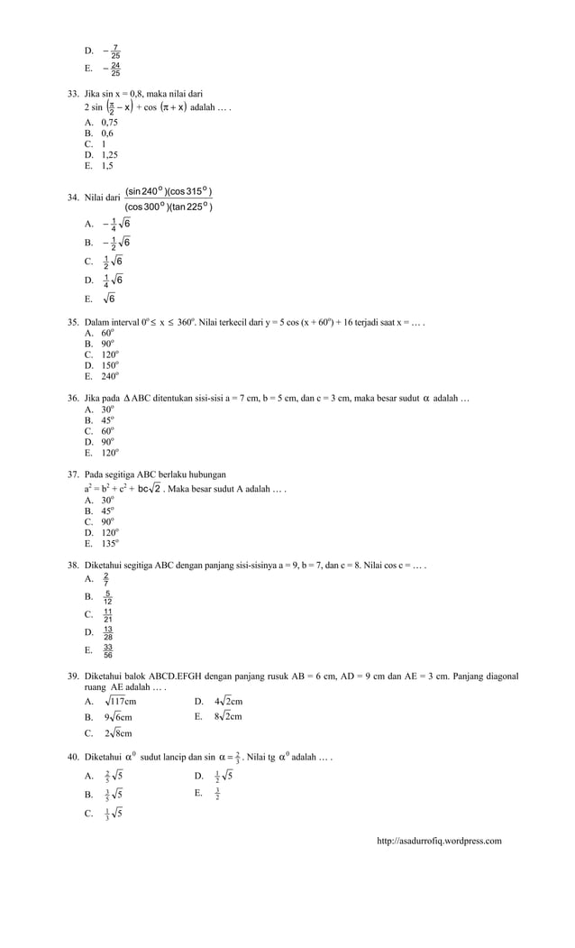 soal matematika SMA kls X smt 2 | PDF