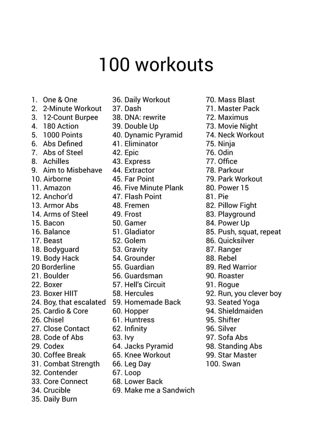 100 workouts-vol1 | PDF