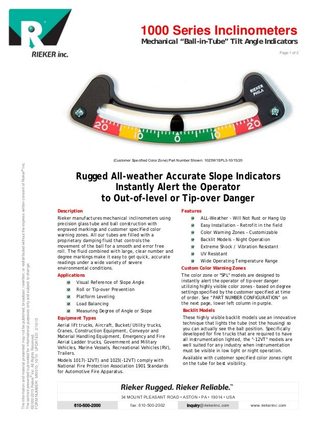 1000 Series Inclinometers-Rieker Inc | PDF