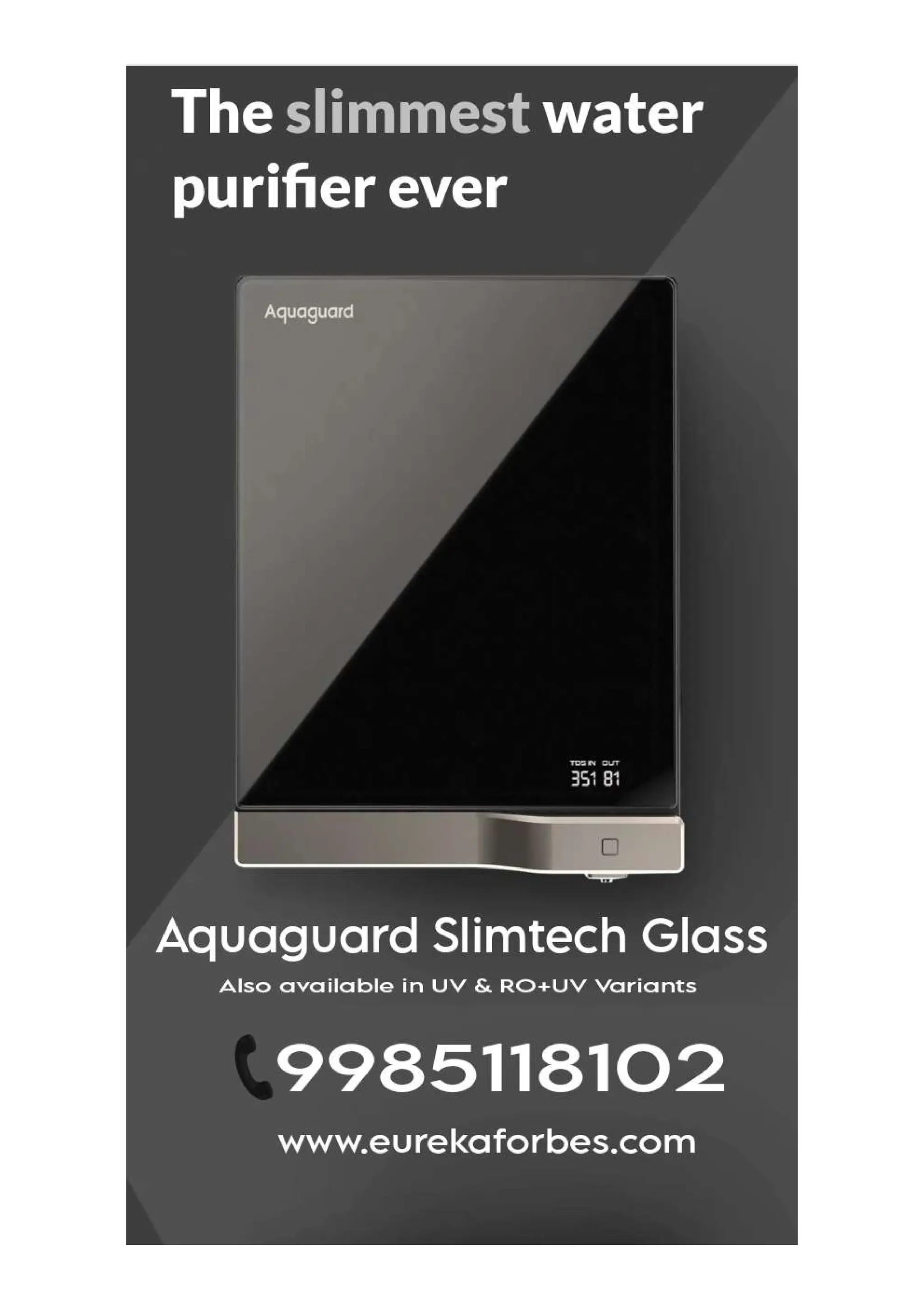 AQUAGUARD SLIMTECH GLASS WATER PURIFIERS | PDF