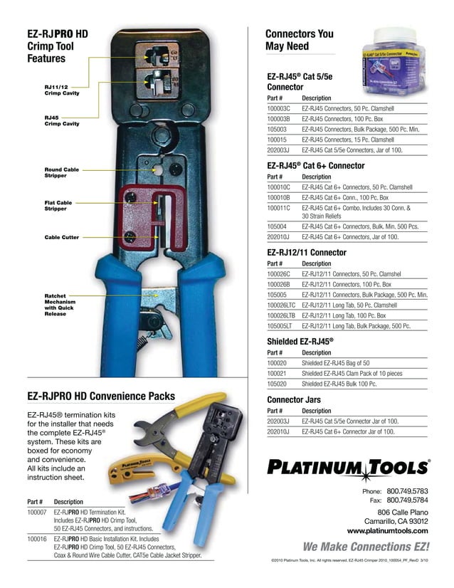 Platinum Tools 100003C Data Sheet | PDF