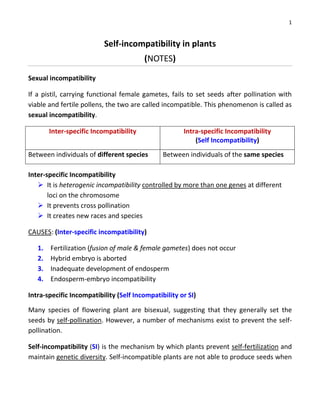 Sexual Incompatibility and its types: MSC BOTANY | PDF