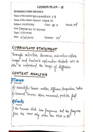 Lesson plans for the BEd project " effectiveness of animations in ...