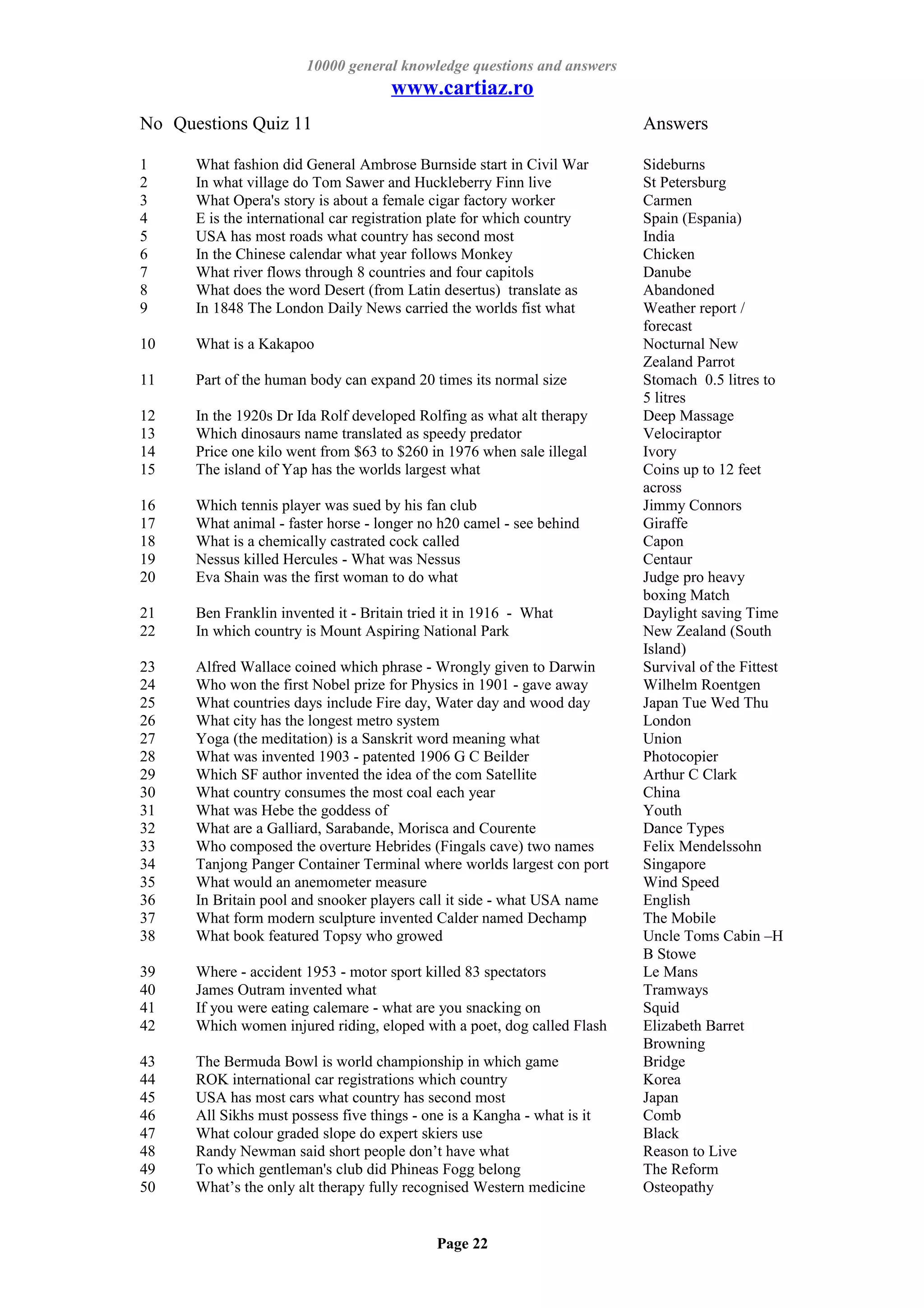 10000 general knowledge questions and answers | PDF