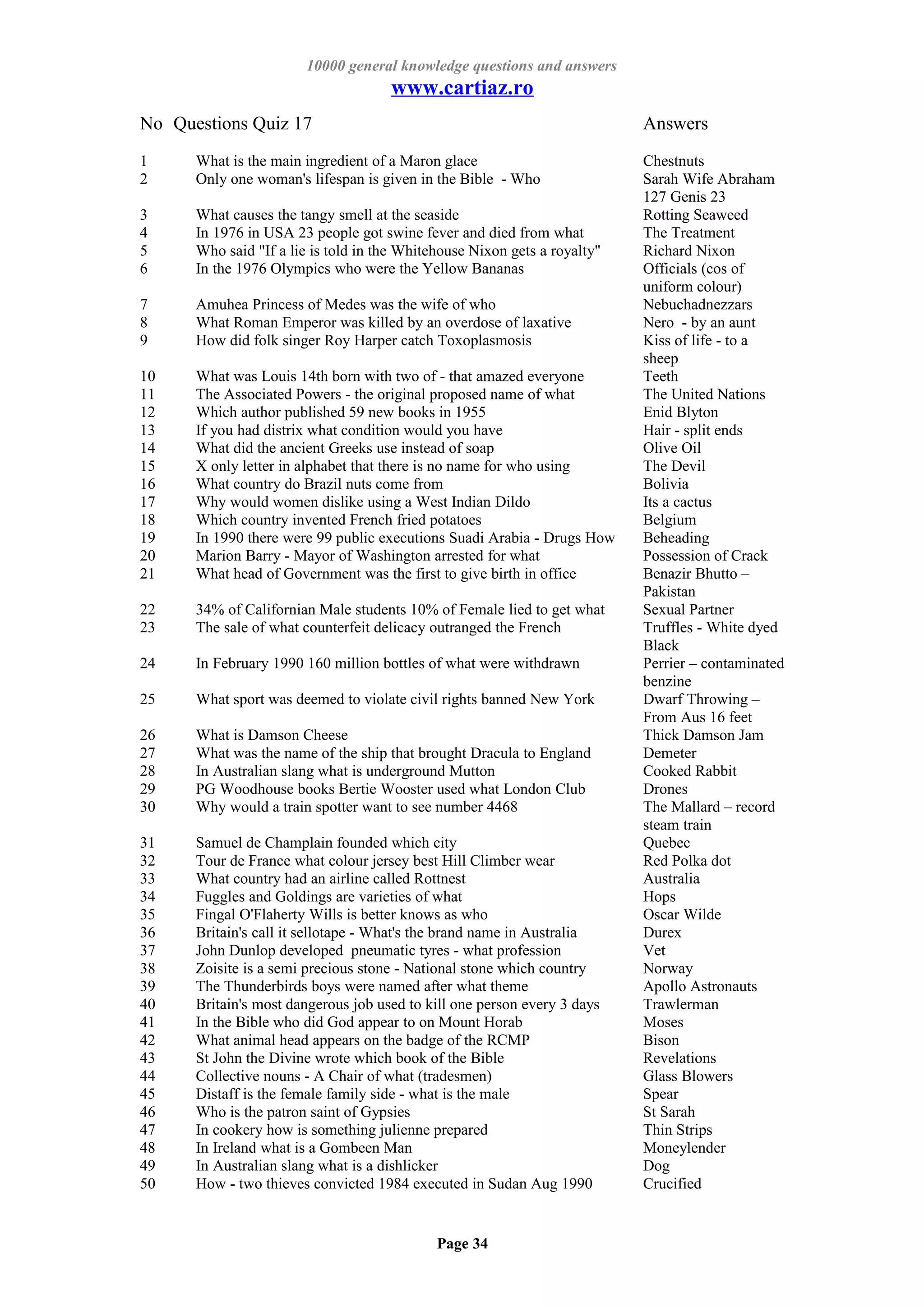 10000 general knowledge questions and answers | PDF