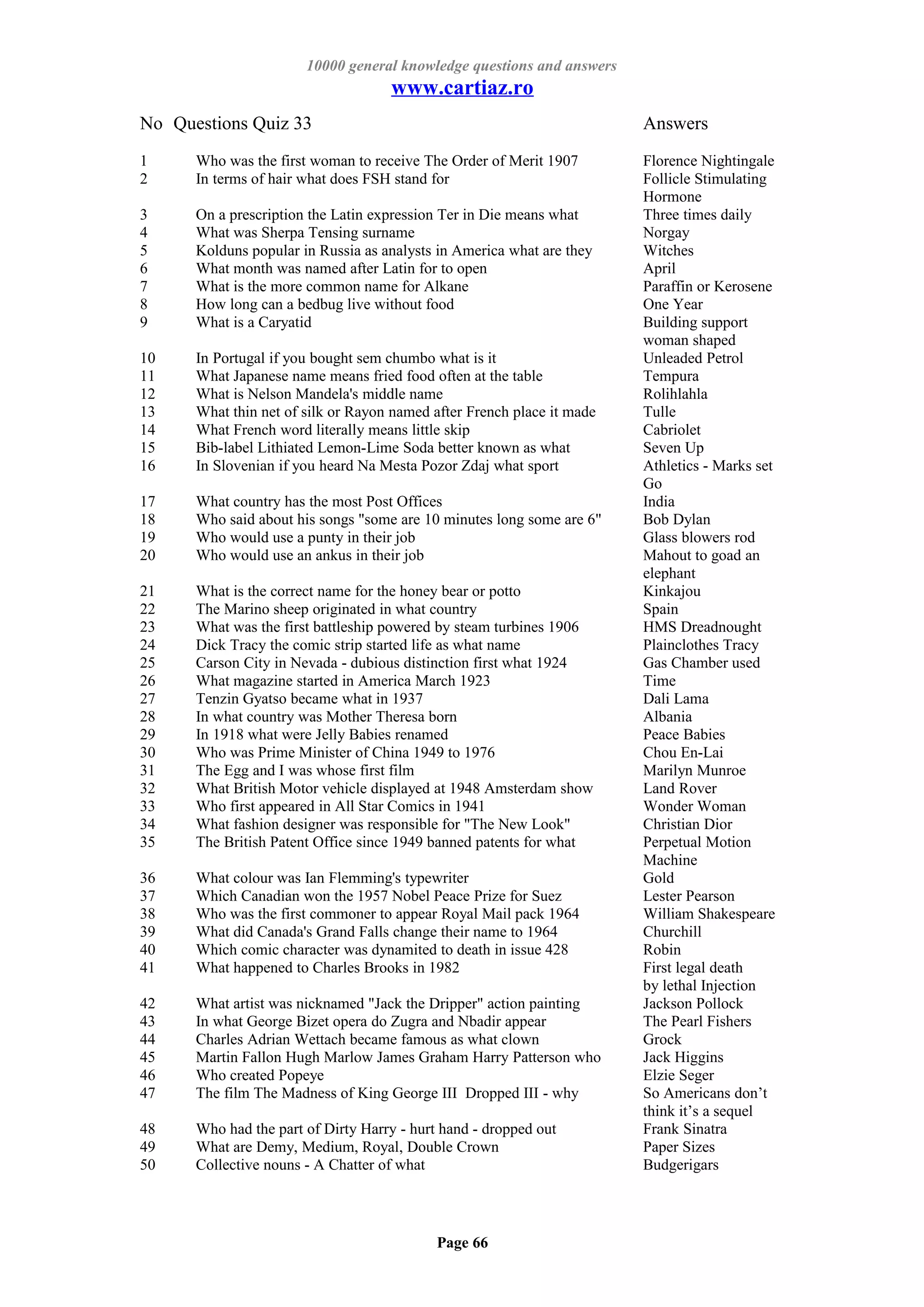 10000 general knowledge questions and answers | PDF