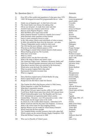 10000 general knowledge questions and answers | PDF