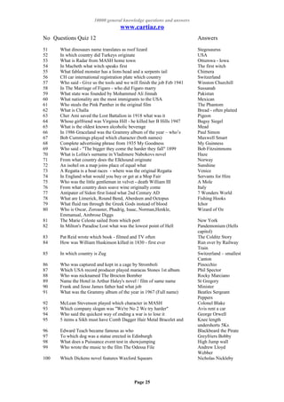 10000 general knowledge questions and answers | PDF