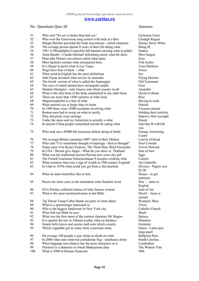 10000 general knowledge questions and answers | PDF