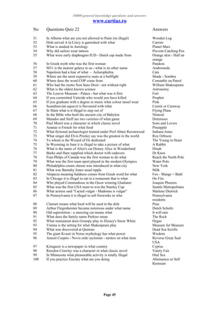 10000 general knowledge questions and answers | PDF