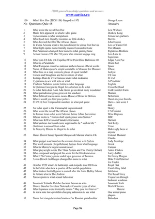 10000 general knowledge questions and answers | PDF