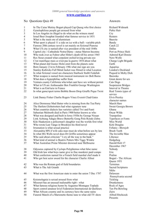 10000 general knowledge questions and answers | PDF