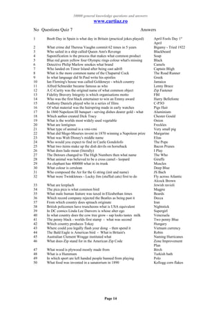 10000 general knowledge quiz questions & answers | PDF