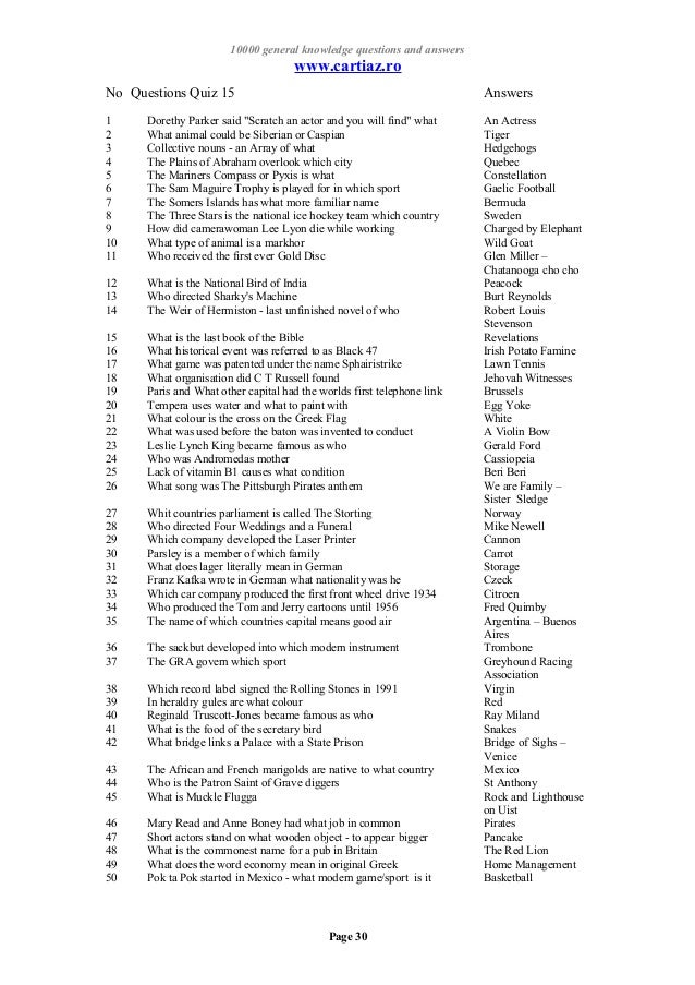 10000 General Knowledge Quiz Questions Answers 10000 General Knowledge Quiz Questions Answers