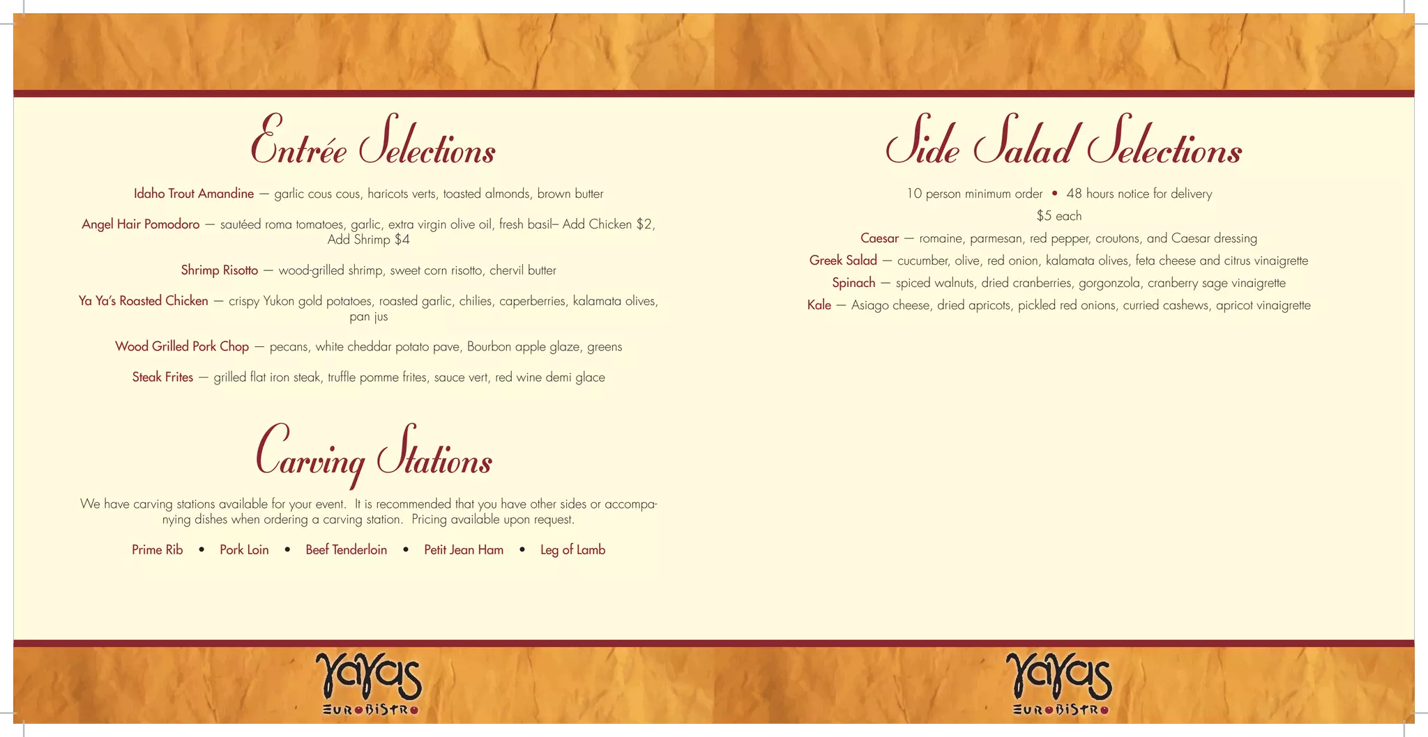 Ya Ya's Catering Portfolio Spread | PDF