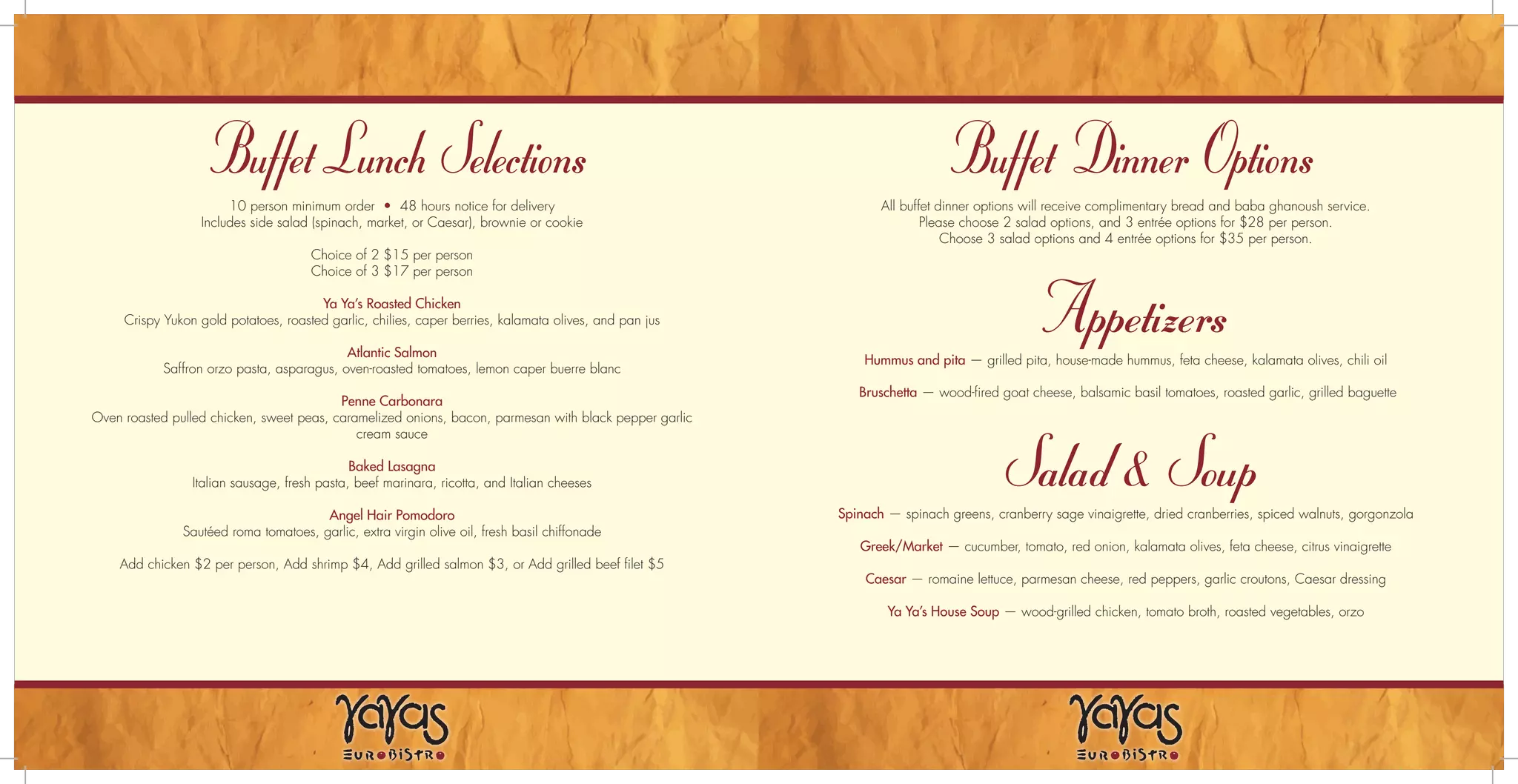 Ya Ya's Catering Portfolio Spread | PDF