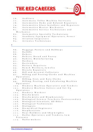 1000 careers list | PDF