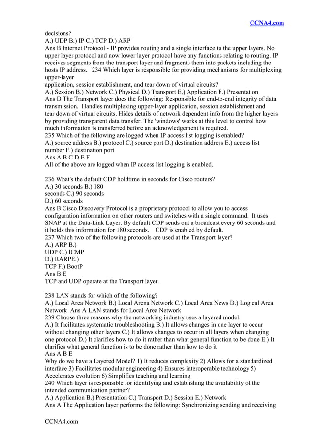 1000 Ccna Questions And Answers | PDF