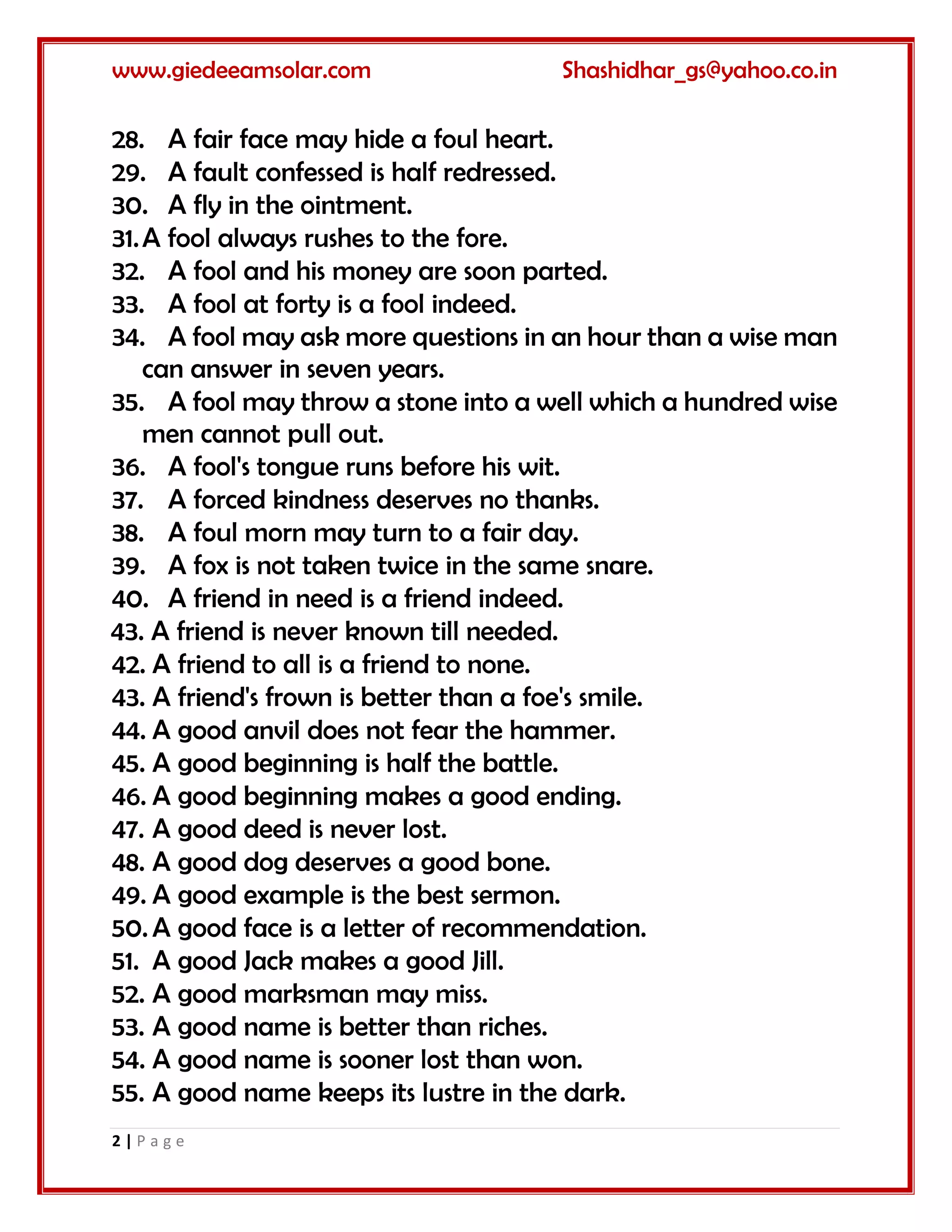 1000 english proverbs | PDF