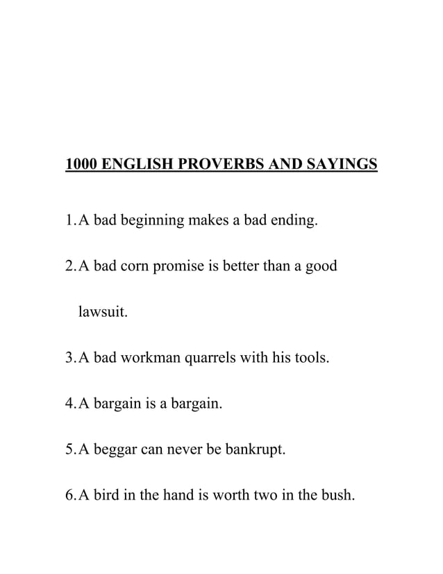 1000 english proverbs and sayings | PDF