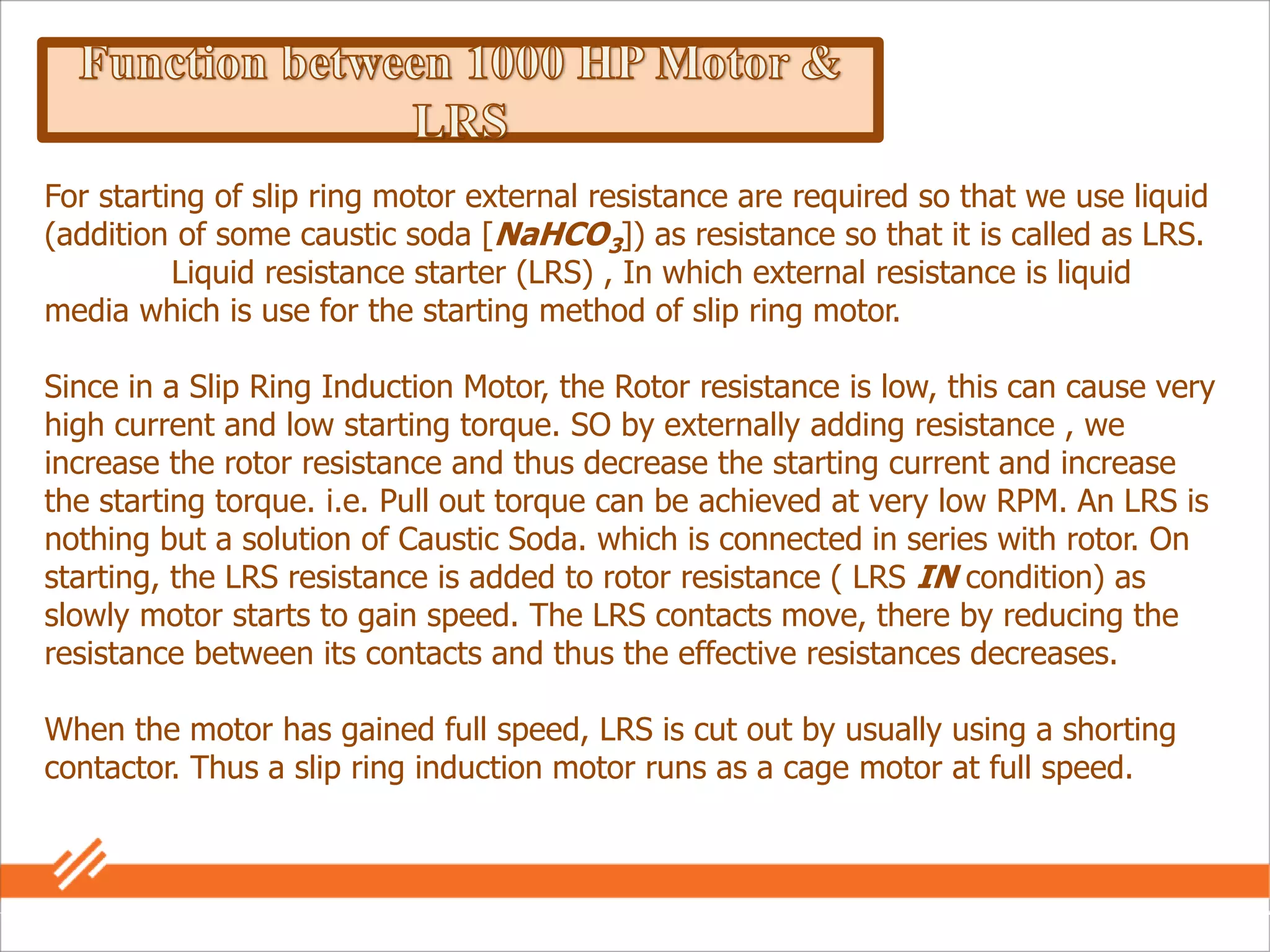 1000 HP Slip Ring Type Induction Motor and its starter (lrs{LIQUID ...