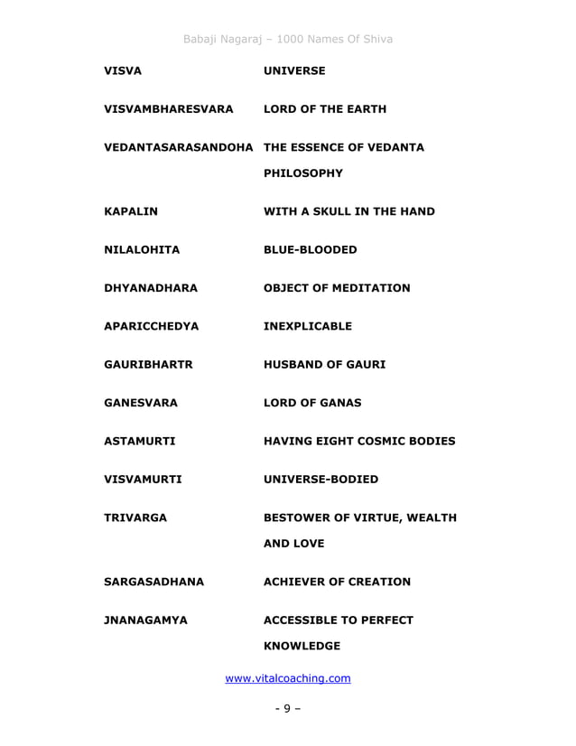 1000 names of shiva | PDF