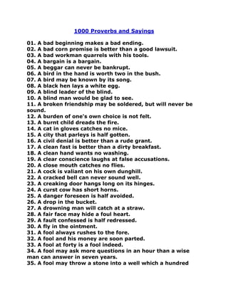 1000 Proverbs And Sayings | PDF