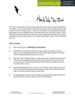 1000 Quick Writing Ideas | PDF