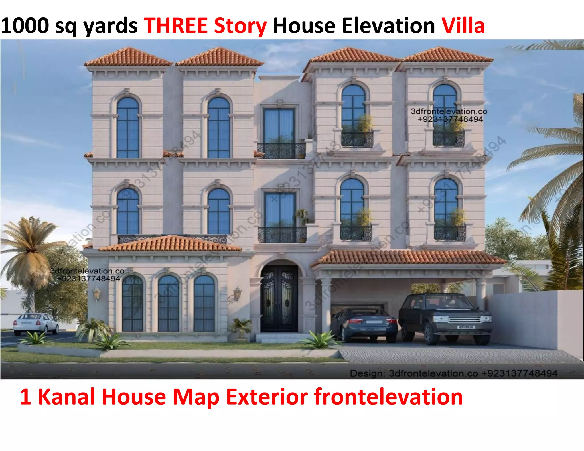 1000 sq yards Three Story House Elevation Villa.pdf