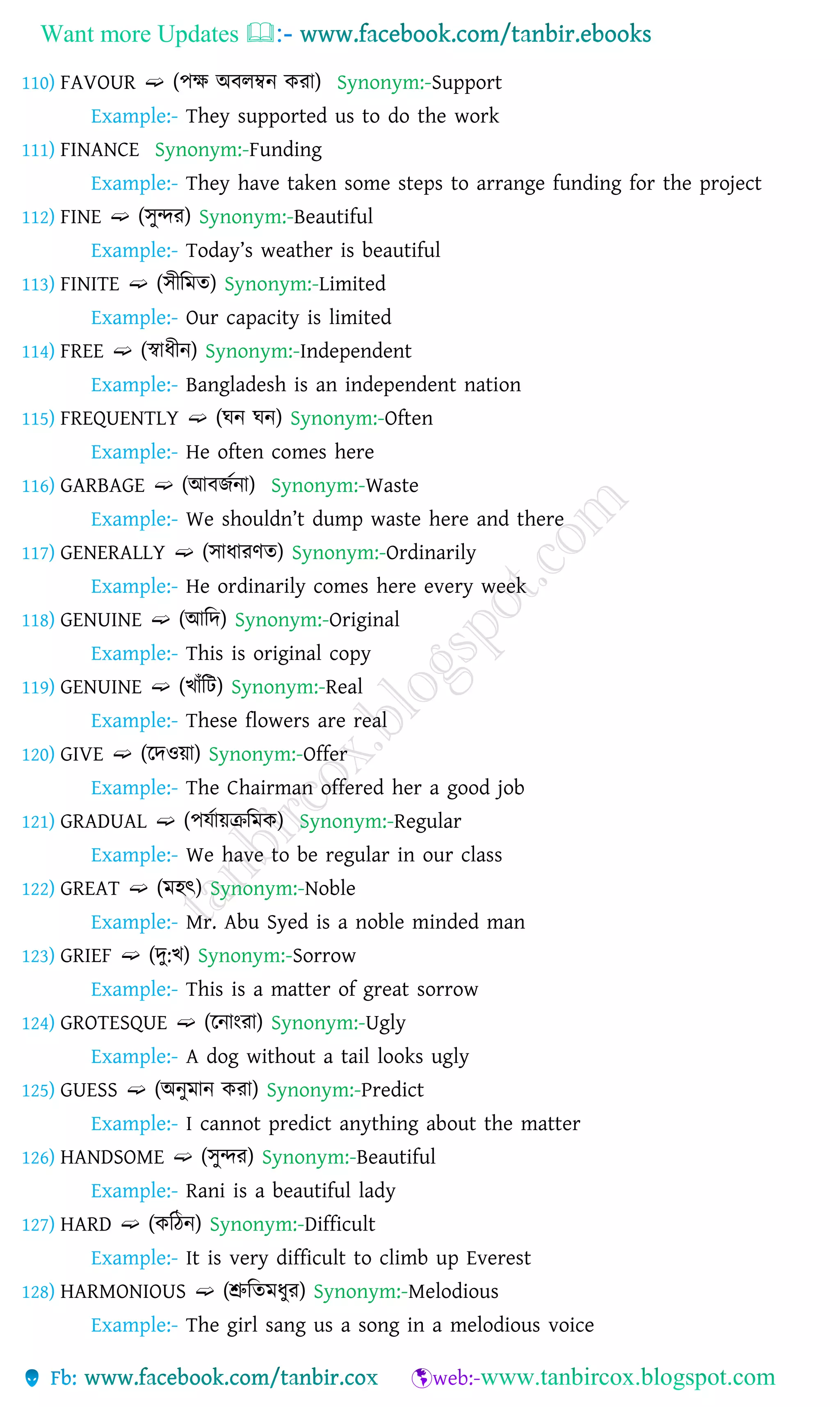 Vocabulary with bengali meanings,1000-synonyms & antonyms | PDF
