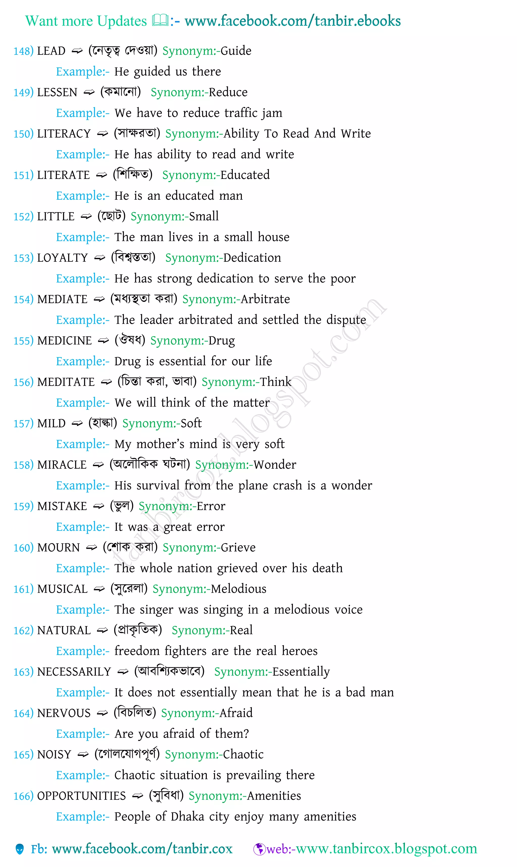 Vocabulary with bengali meanings,1000-synonyms & antonyms | PDF