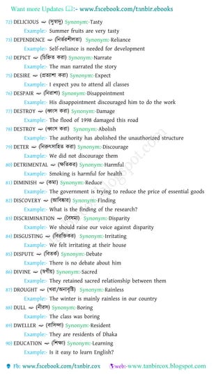 Vocabulary with bengali meanings,1000-synonyms & antonyms | PDF