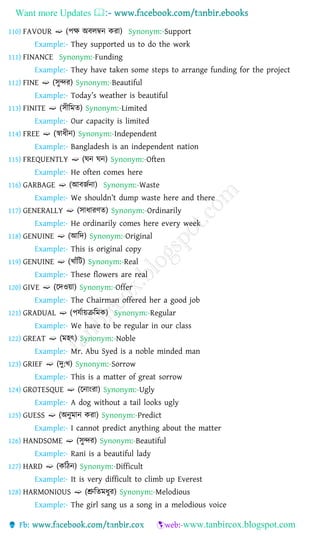 Vocabulary with bengali meanings,1000-synonyms & antonyms | PDF