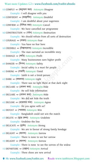 Vocabulary with bengali meanings,1000-synonyms & antonyms | PDF