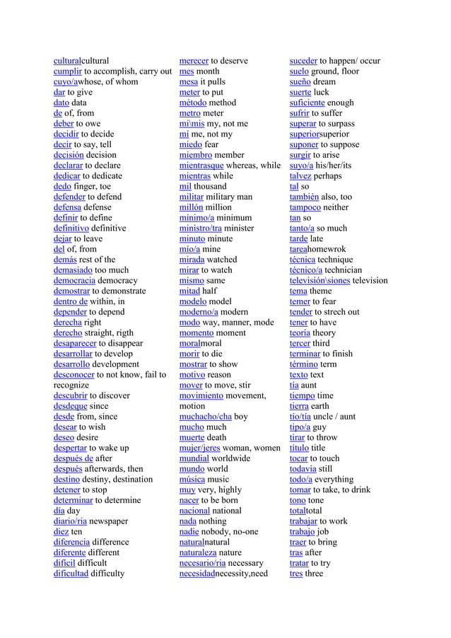 1000 vanligaste orden i spanska | DOCX