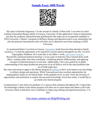 1 000 Word Essay | PDF