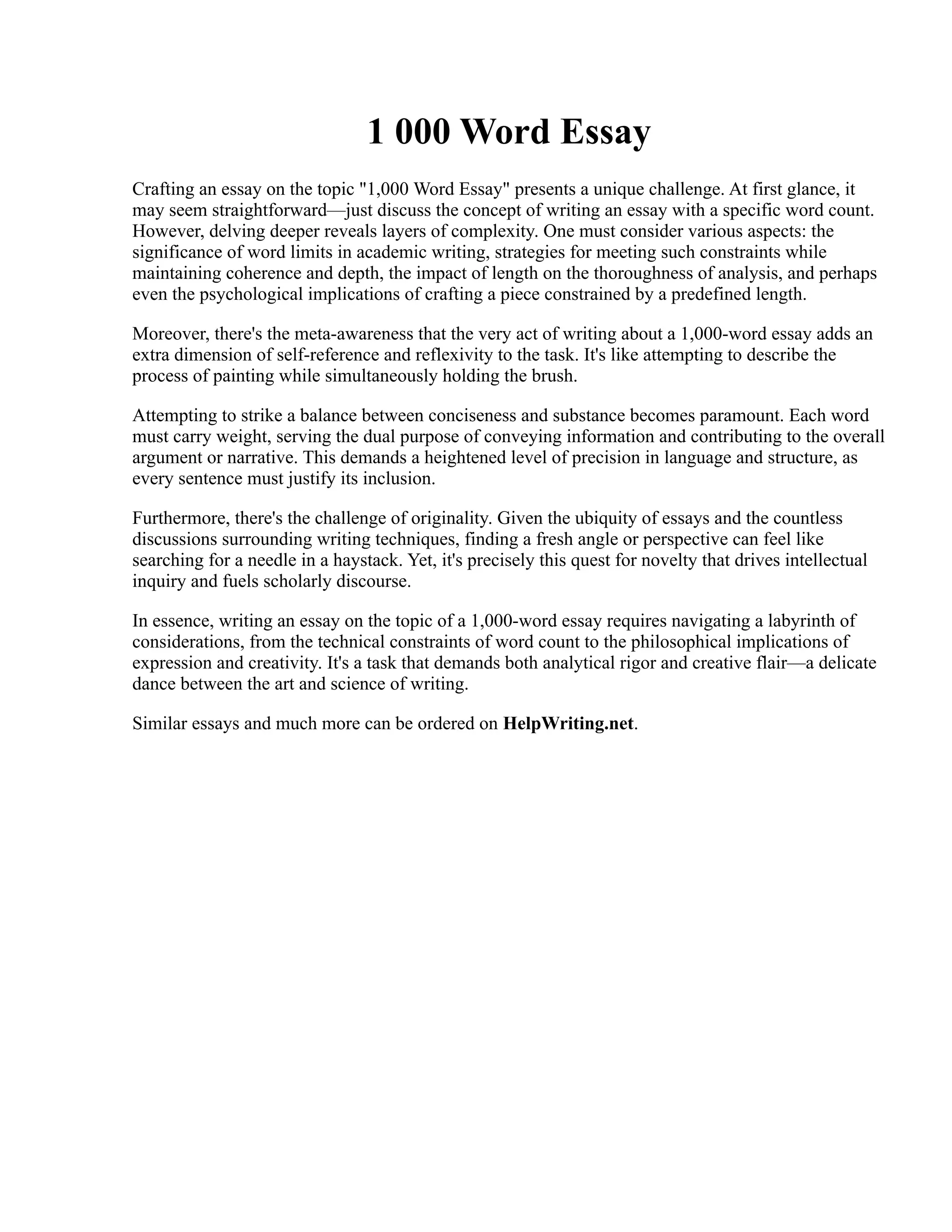 1 000 Word Essay | PDF