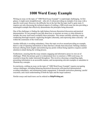1000 Word Essay Example | PDF