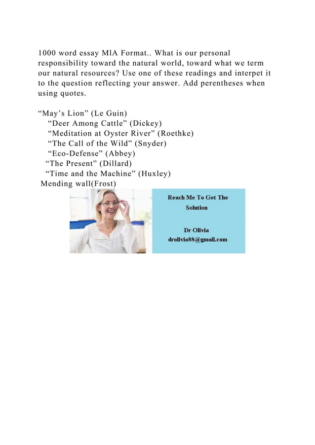 1000 word essay MlA Format.. What is our personal responsibility tow.docx