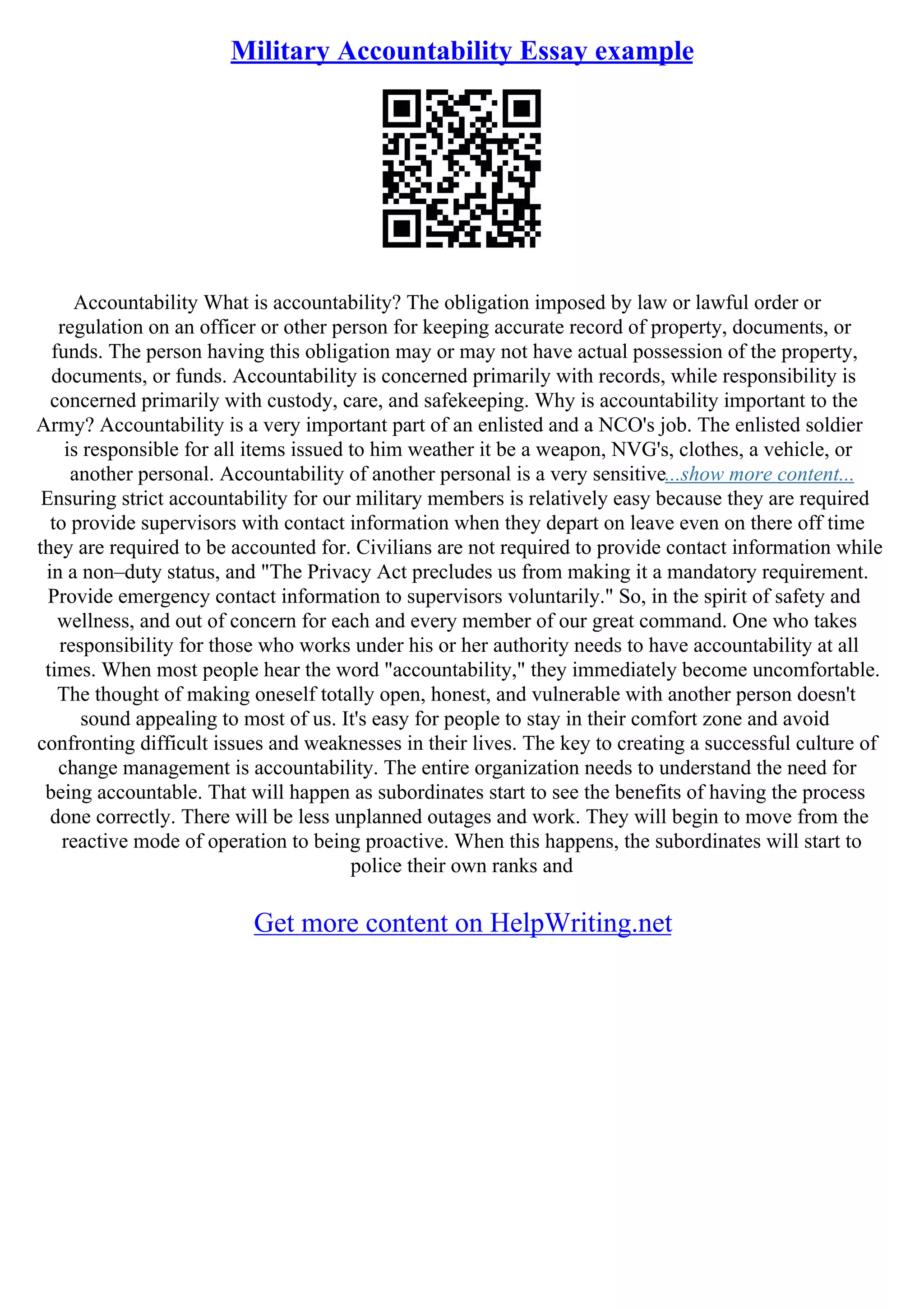 1000 Word Essay On Accountability | PDF