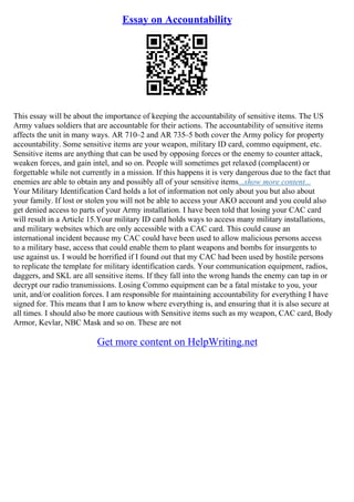 1000 Word Essay On Accountability | PDF