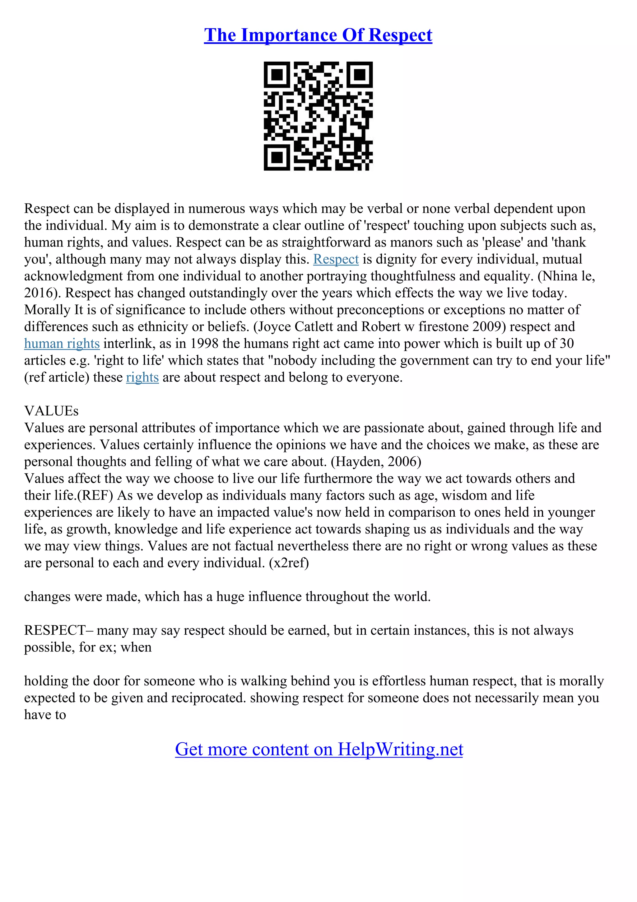 1000 Word Essay On Respect | PDF